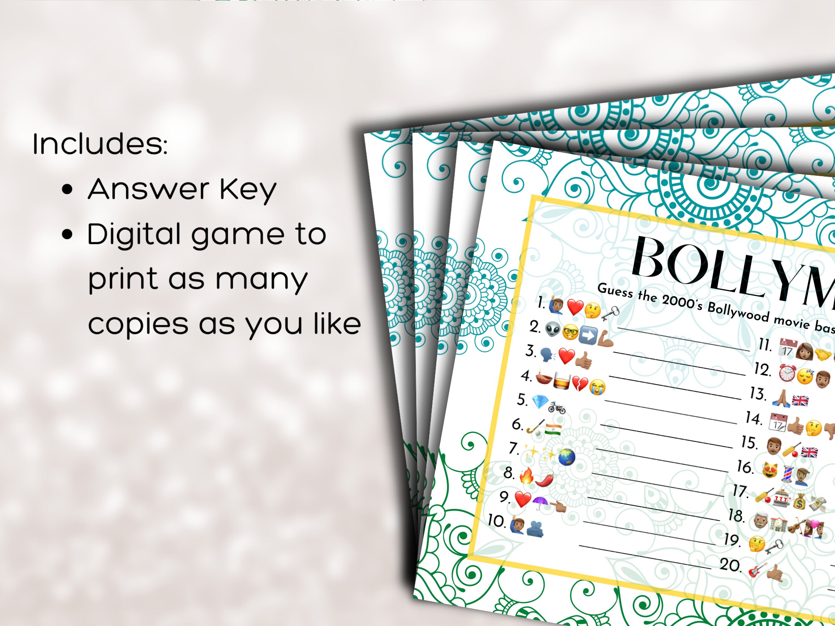 Bollywood Game Bundle, Bollywood Emoji Game, Bollywood Pictionary ... Bollywood Game Bundle, Bollywood Emoji Game, Bollywood Pictionary ...