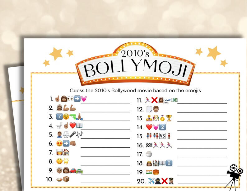 Bollywood Game, 2010’s Bollywood Trivia, Bollywood Emoji Pictionary ...