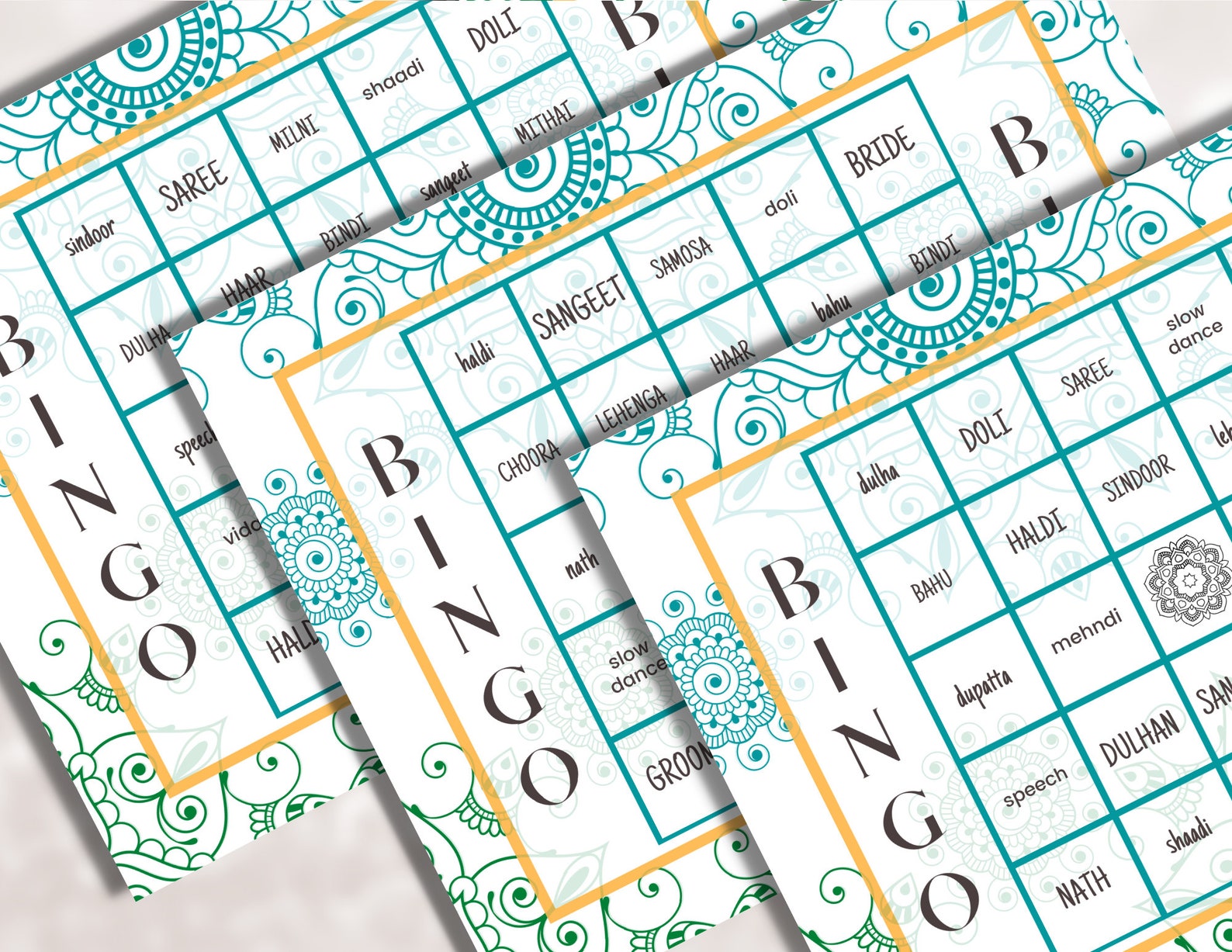 Indian Wedding Bingo, Bridal Shower Game, Printable, Indian Wedding ...