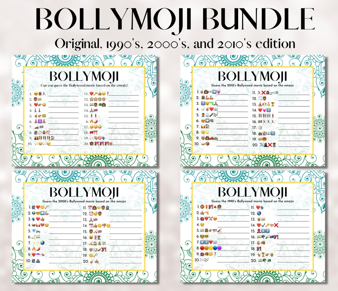 Bollywood Game Bundle, Bollywood Emoji Game, Bollywood Pictionary ...