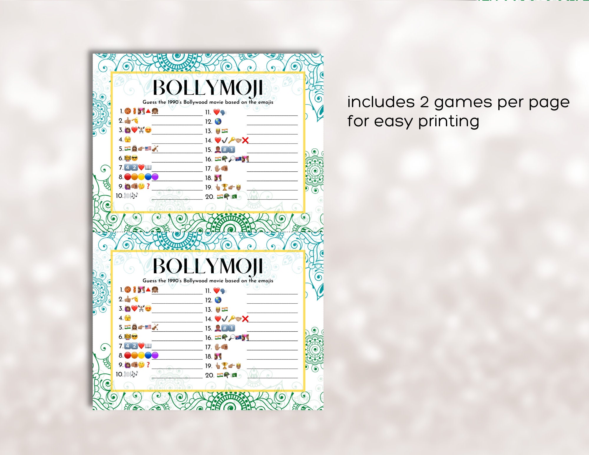 Bollywood Game, 90’s Bollywood Trivia, Bollywood Emoji Pictionary ...