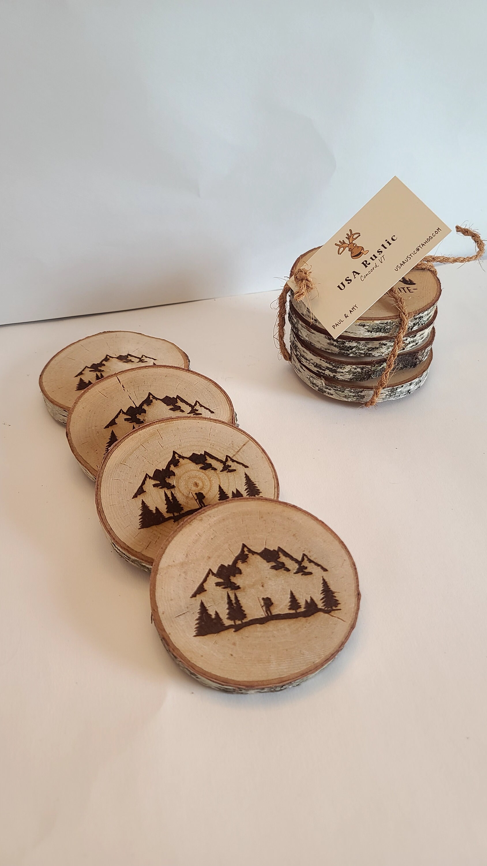 Hiking the Mountains Rustic Coaster Gift Set of 4 - Etsy