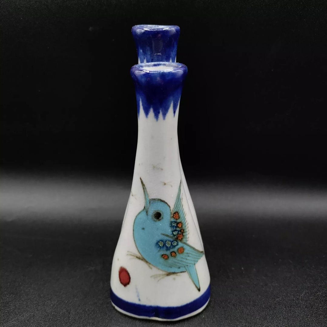 Ken Edwards Pottery Double Neck Blue Bird Duel Sided Pampas Vase 5 ...