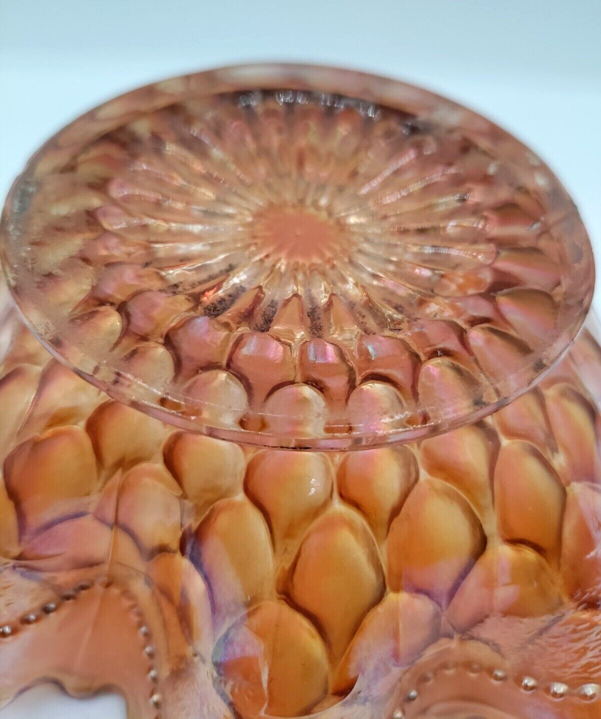 Antique Dugan Carnival Glass Fish Scale Beaded Ruffled Small - Etsy