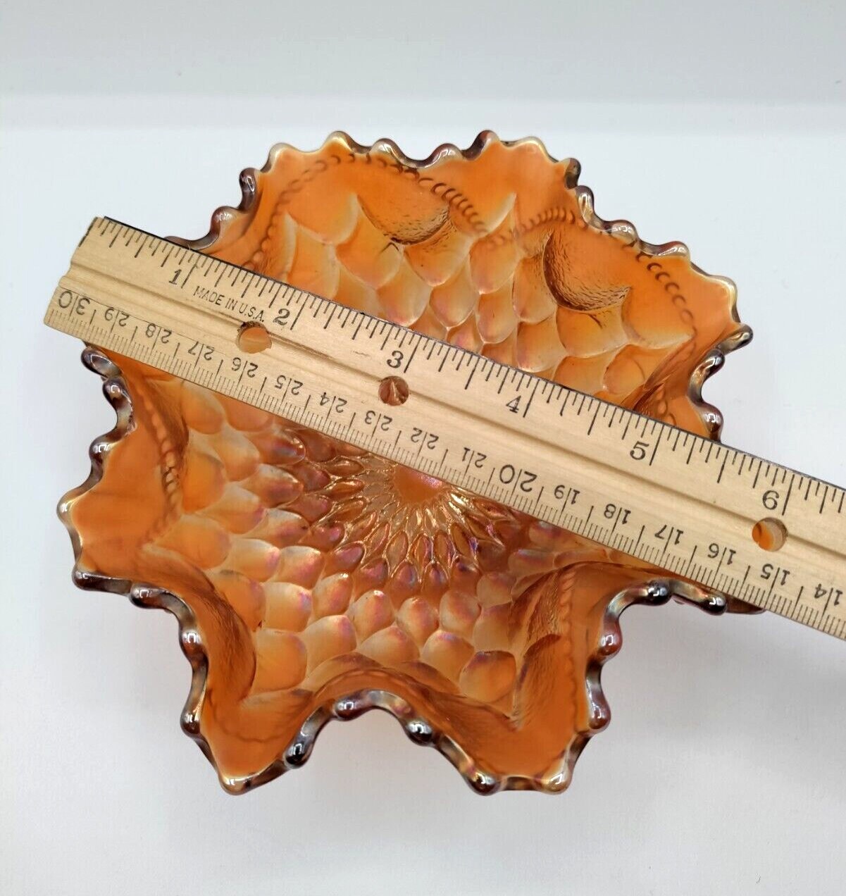 Antique Dugan Carnival Glass Fish Scale Beaded Ruffled Small - Etsy