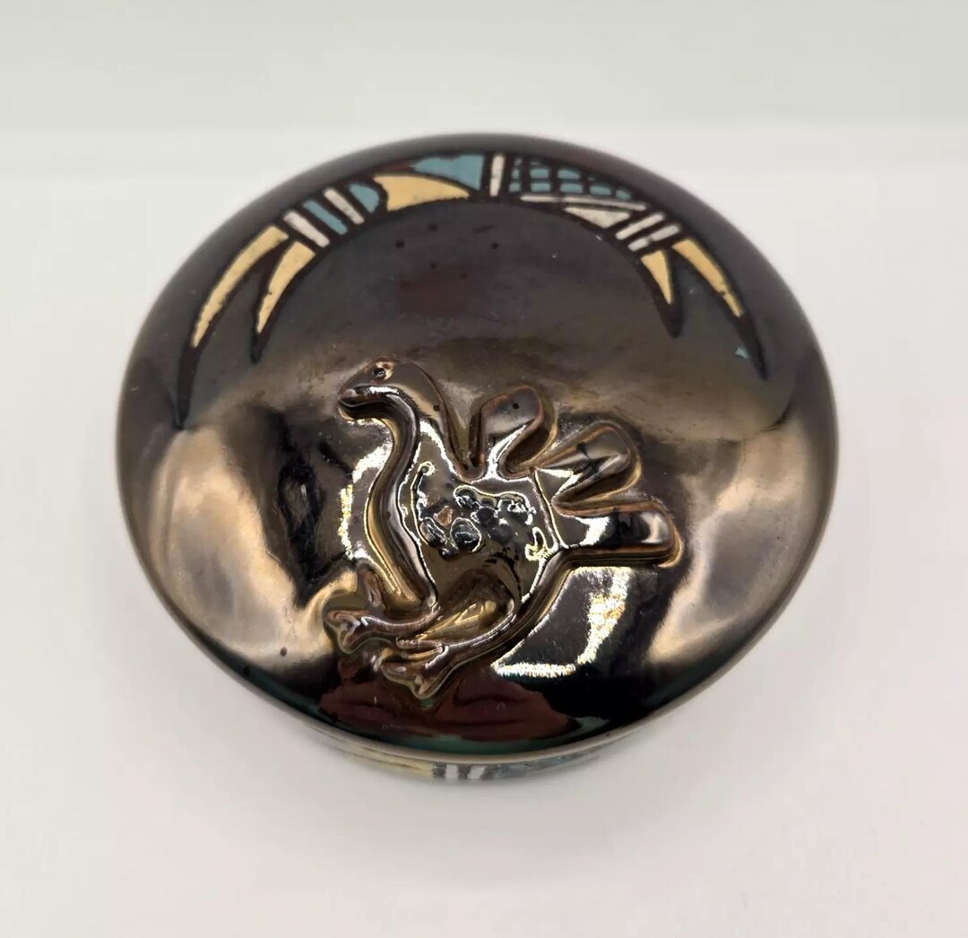 Bronze Luster Southwestern Native Design Trinket Keepsake Box Turkey ...