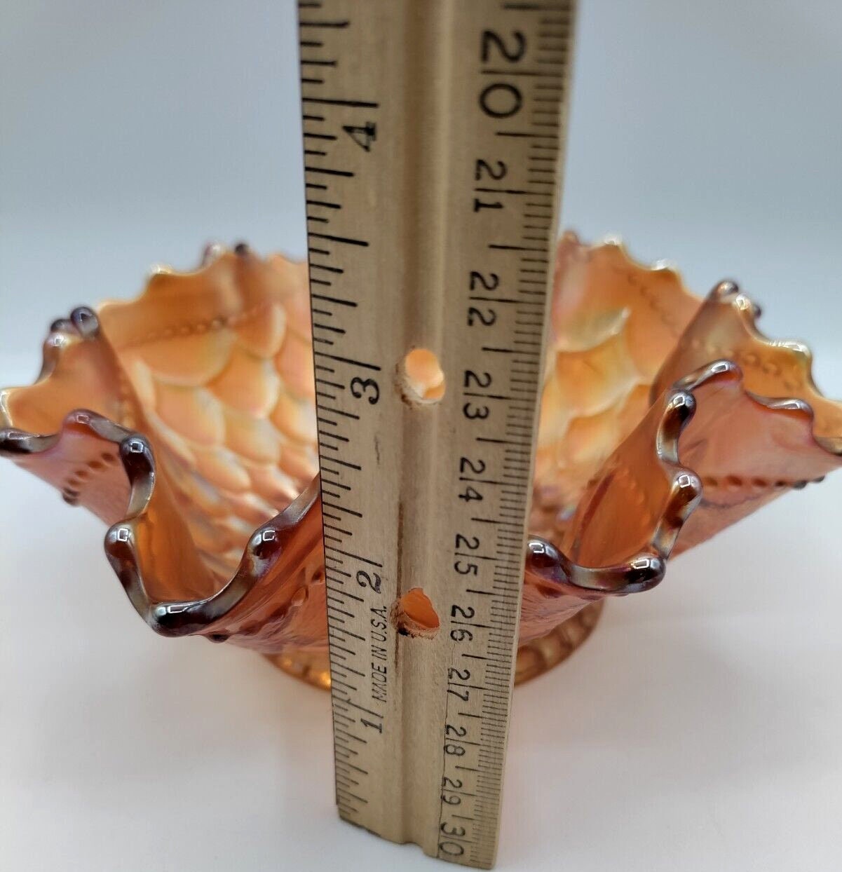 Antique Dugan Carnival Glass Fish Scale Beaded Ruffled Small - Etsy