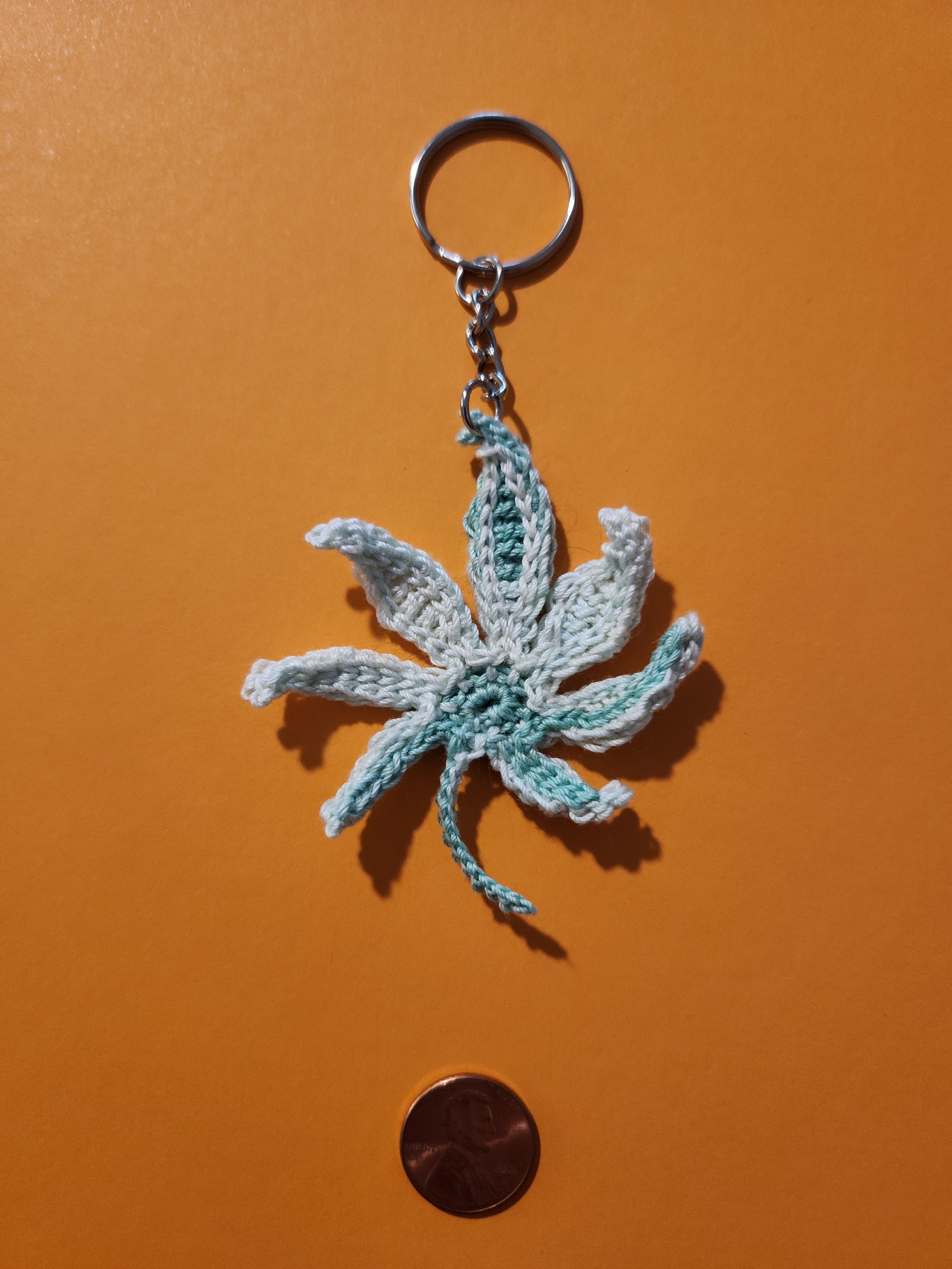 Cannabis Leaf Crochet Keychain - Etsy