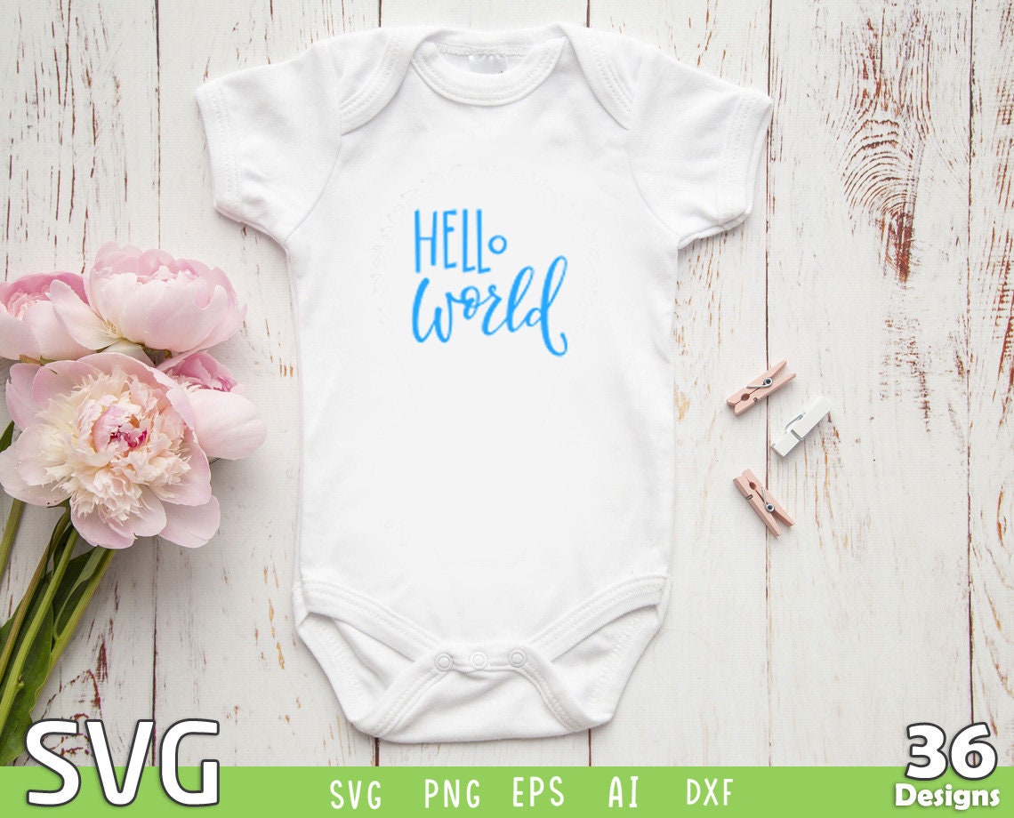 Hello World Bule SVG , Baby Svg , Commercial Use Svg , Baby Shower Svg ...