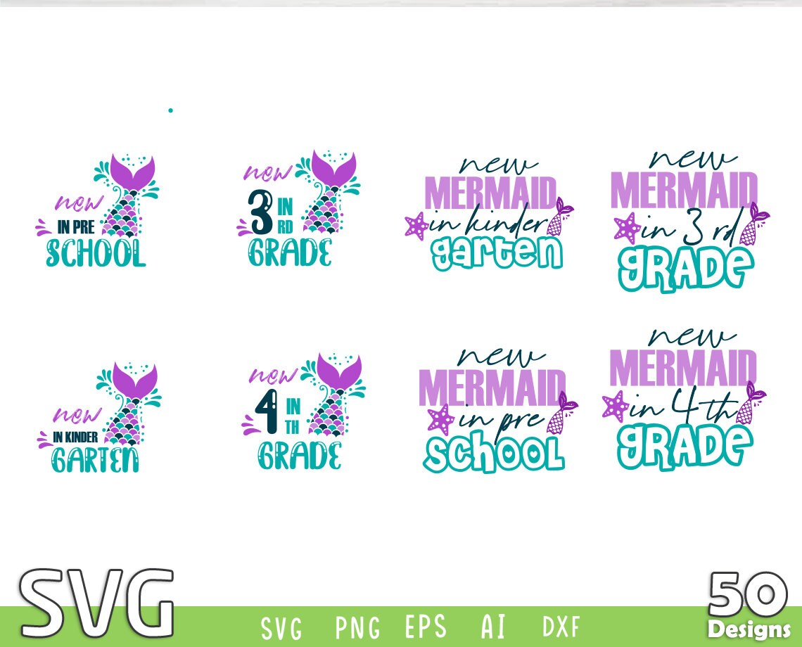 Mermaid School SVG , Sublimation Png,first Day of School,kindergarten ...