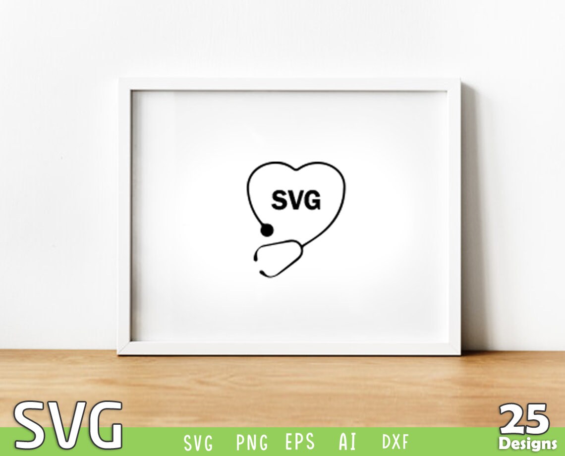 Nurse Monogram SVG Heart Svg Nurse Svg Stethoscope Svg - Etsy