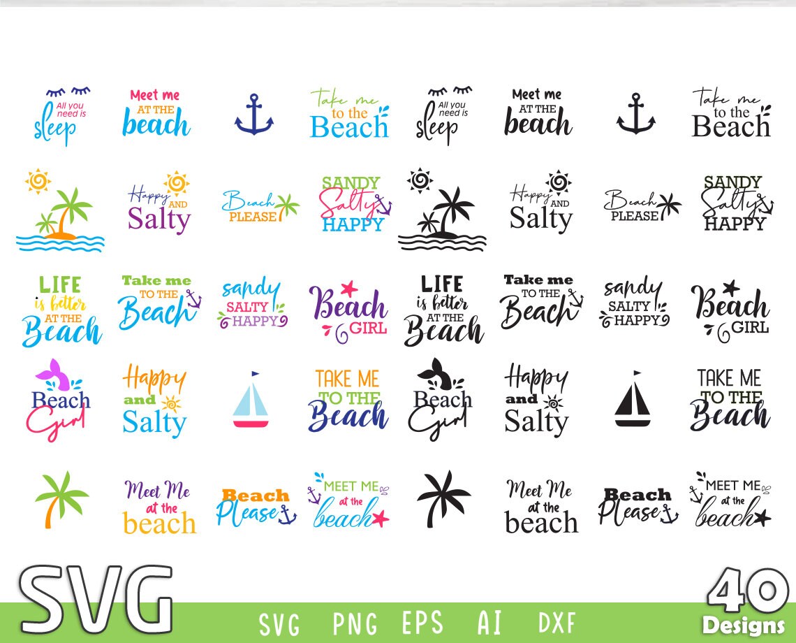 Beach SVG Svg Files for Cricut Vacation Svg Nautical Svg - Etsy