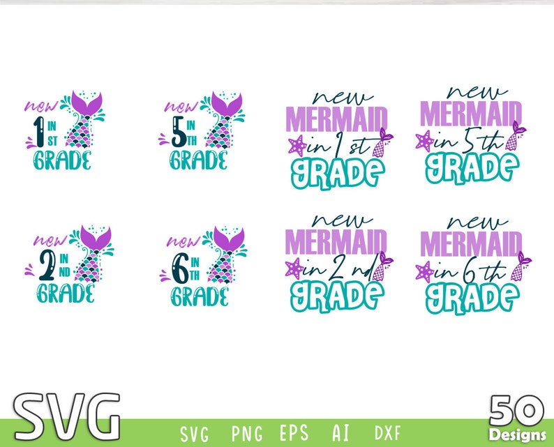 Mermaid School SVG , Sublimation Png,first Day of School,kindergarten ...