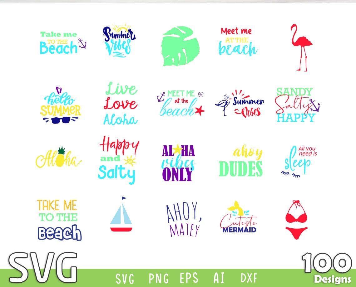 100 Summer SVG SVG Bundle Beach Svg Bundle Groovy Summer - Etsy