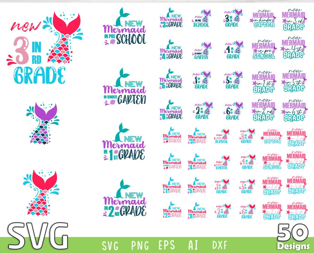 Mermaid School SVG , Sublimation Png,first Day of School,kindergarten ...