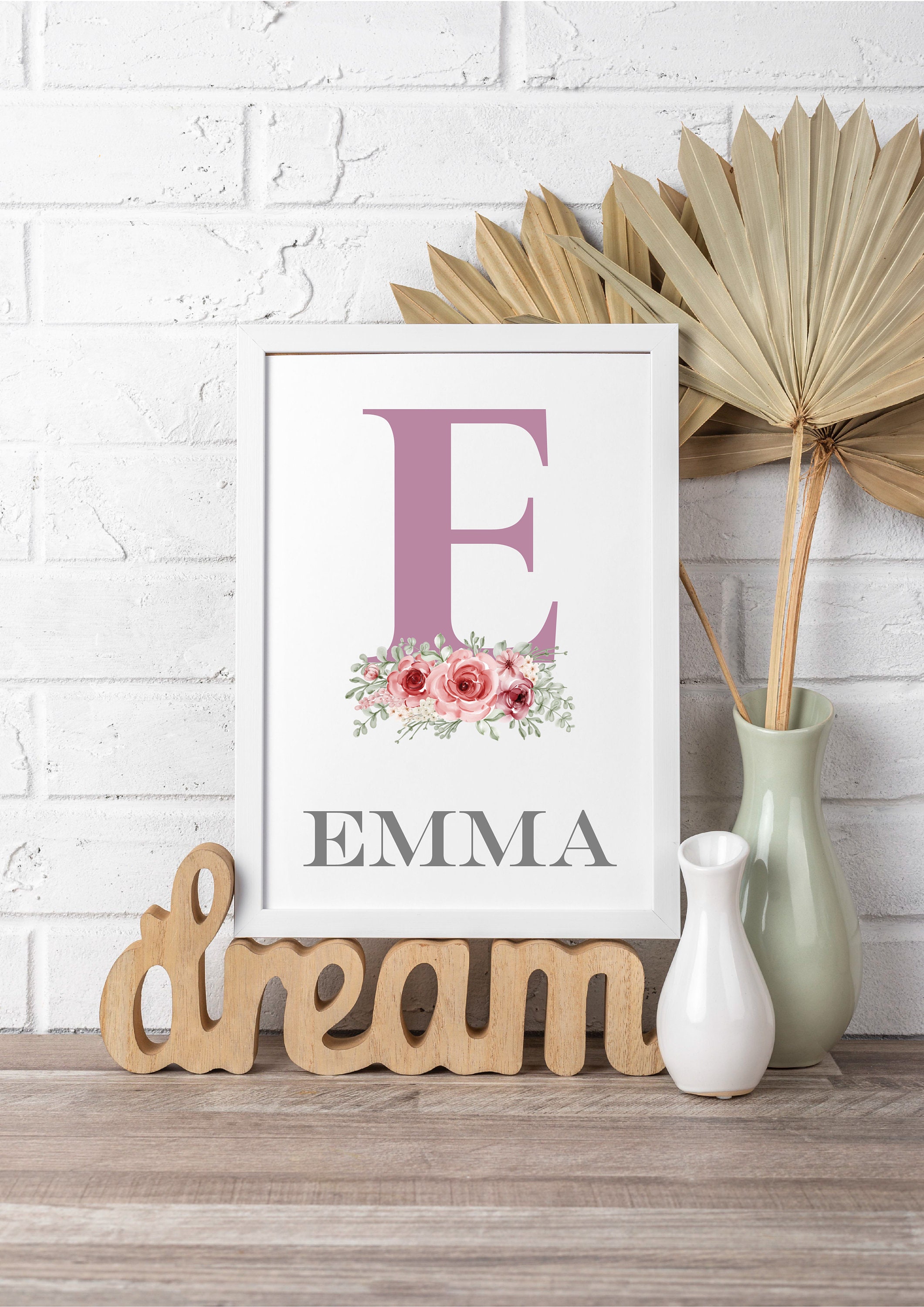 Emma Name Poster - Floral Printable for Nursery or Bedroom - Etsy