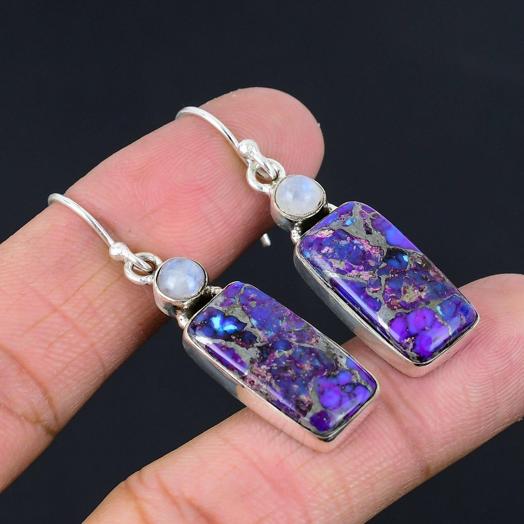 Copper Purple Turquoise| Moonstone Gemstone Handmade 925 Sterling ...