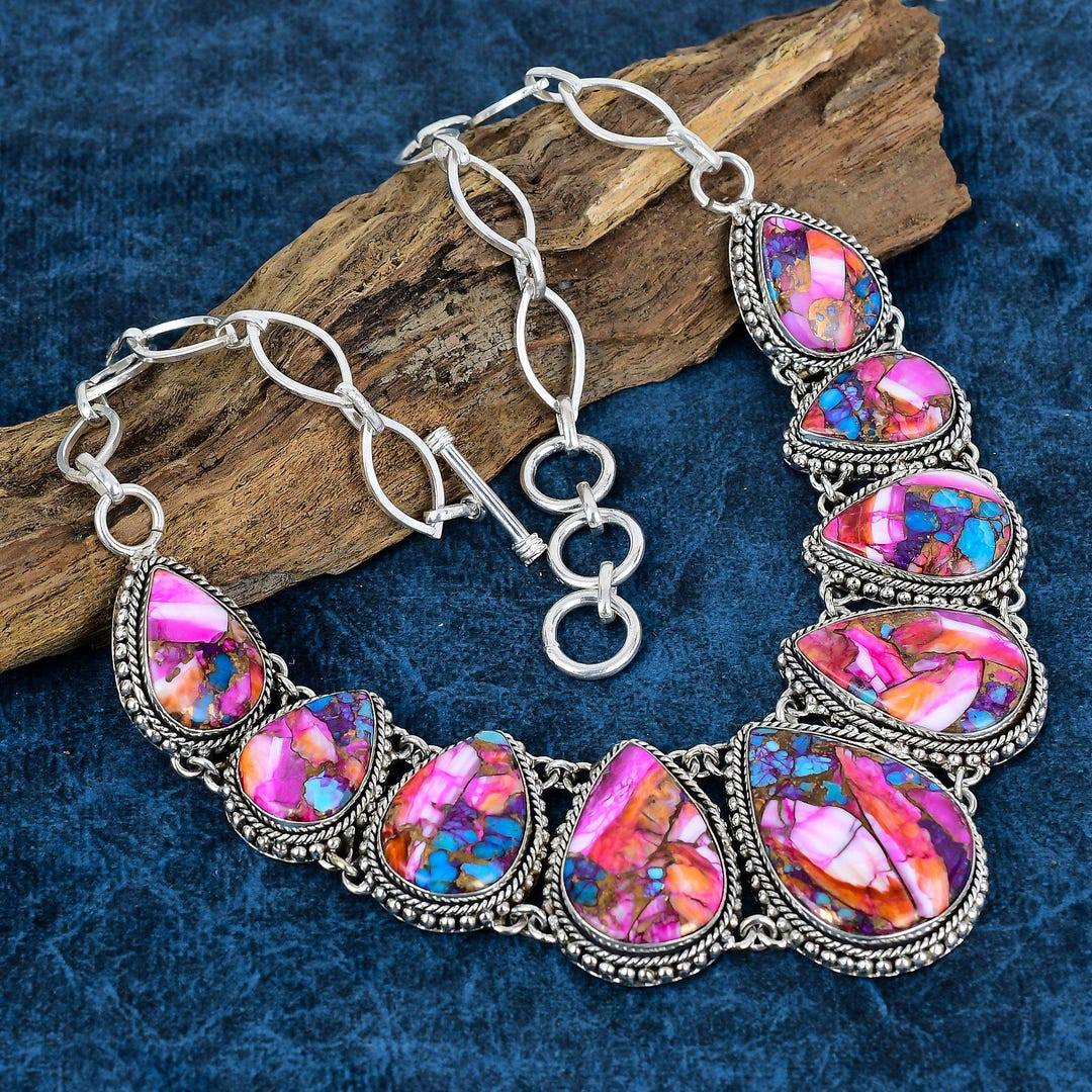 Kingman Pink Spiny Oyster Turquoise Gemstone Handmade / 925 Sterling ...