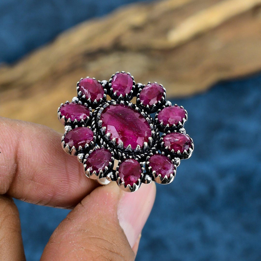 Kashmir Red Ruby 925 Sterling Silver Gemstone Handmade Jewelry Ring ...