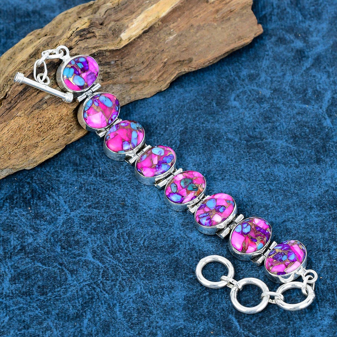 Pink Spiny Oyster Turquoise Gemstone Handmade 925 Sterling Silver ...