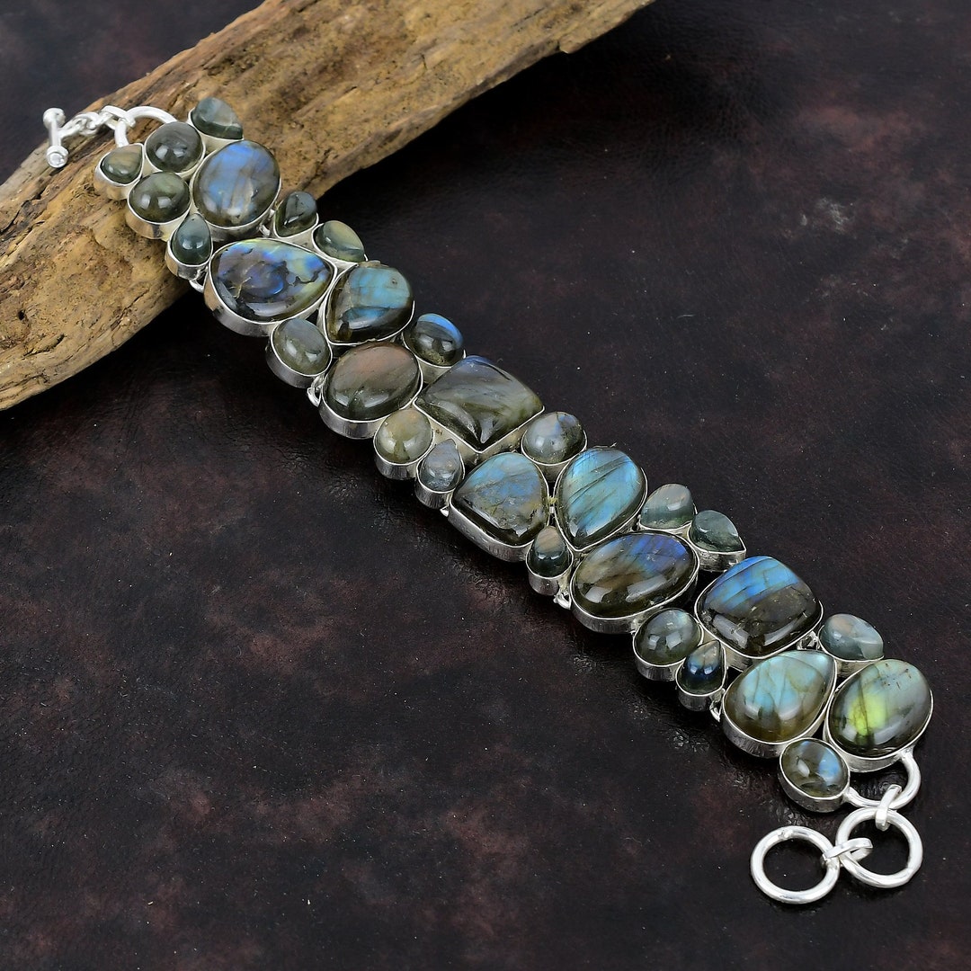Handmade Blue Fire Labradorite Sterling Silver Bracelet - 8 Inch - Etsy