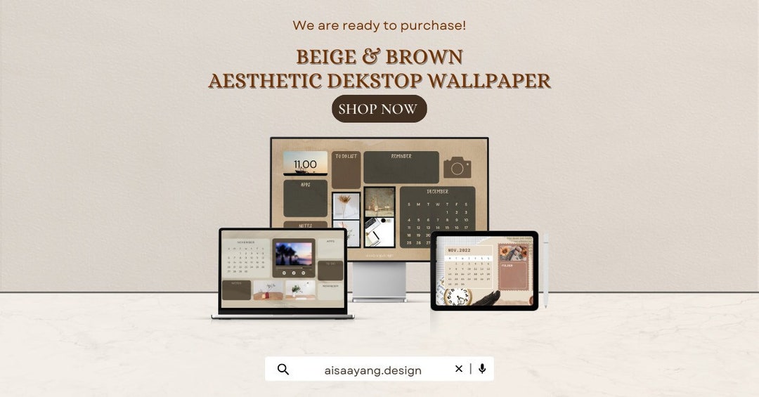 Beige & Brown Aesthetic Dekstop Wallpaper - Etsy