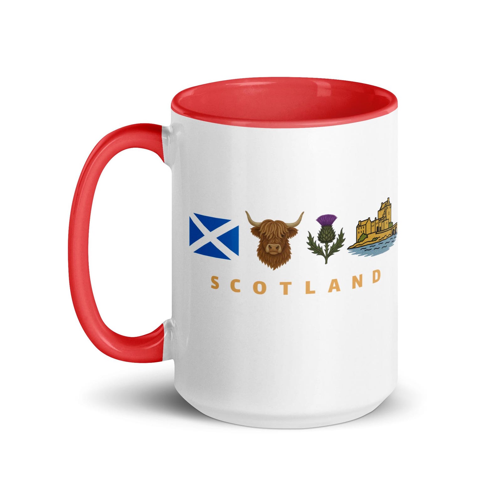 Scotland Mug With Flag, Highland Cow, Thistle & Castle – Scottish Gift ...
