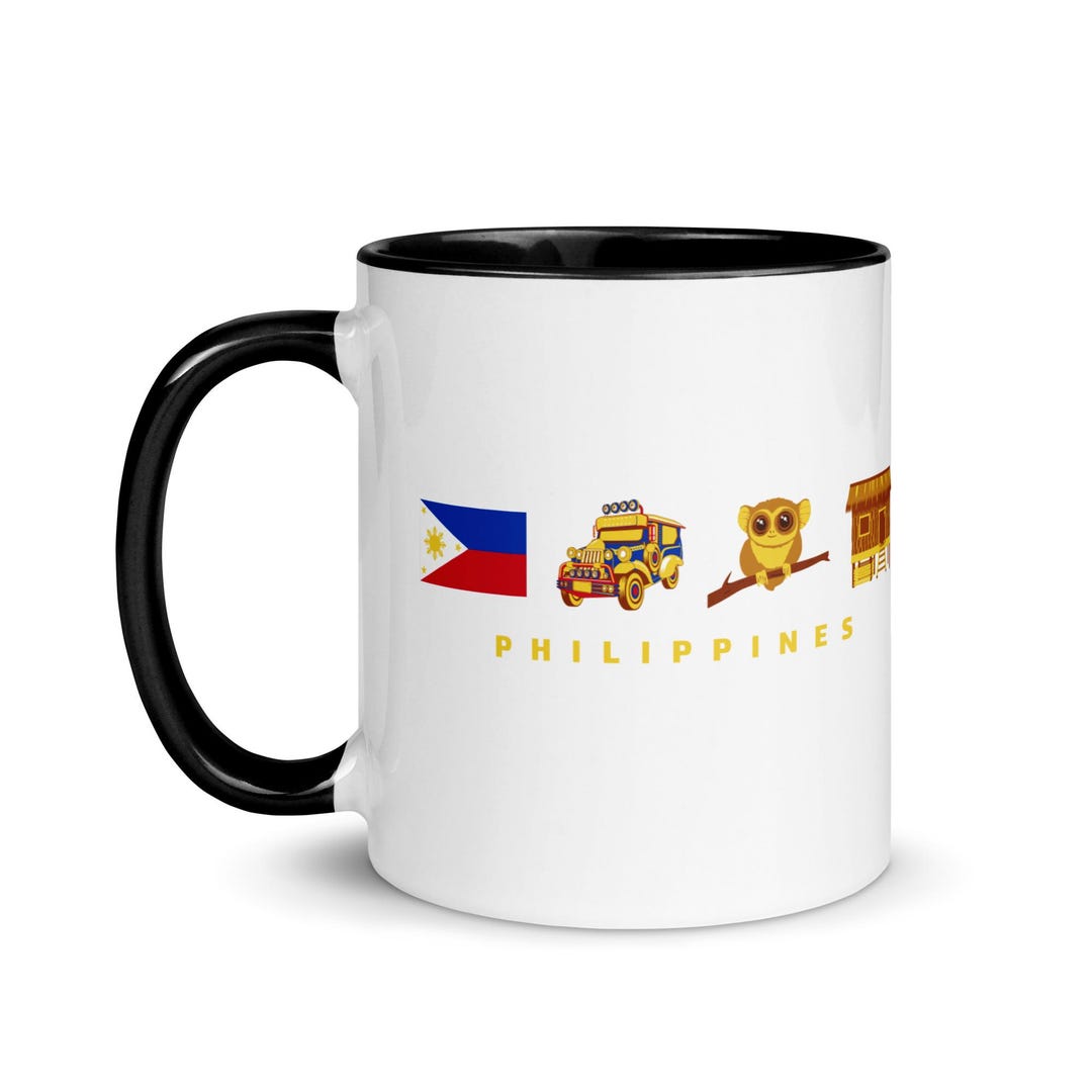 Filipino Pride Mug: Jeepney, Tarsier & Nipa Hut - Philippines Gift - Etsy