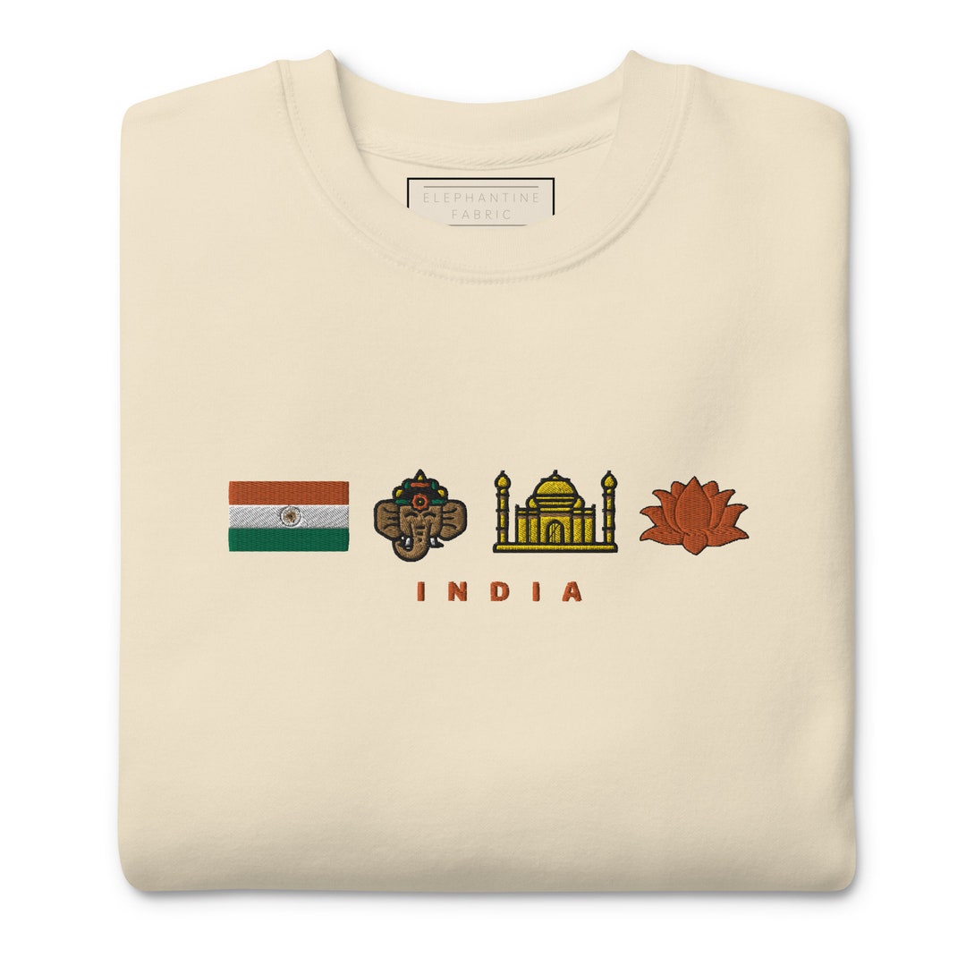 India Embroidered Sweatshirt: Taj Mahal, Elephant, Lotus - Etsy