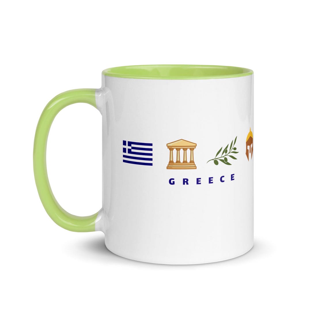 Greece Mug: Greek Flag, Temple, Olive Branch - Mythology Gift - Etsy