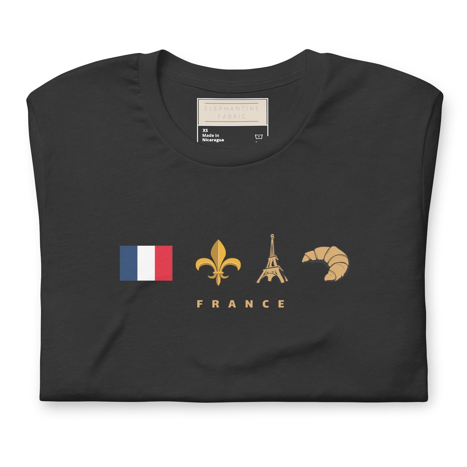 France Flag T-shirt: Eiffel Tower, Baguette & Wine Design - Etsy