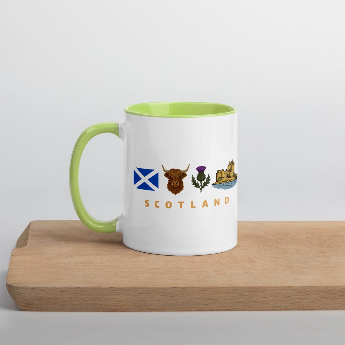 Scotland Mug With Flag, Highland Cow, Thistle & Castle – Scottish Gift ...