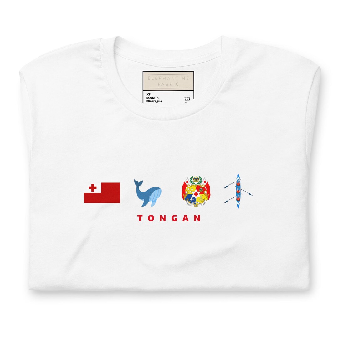 Tonga Flag T-shirt | Whale, Outrigger Canoe & Tongan Shield Design | Premium Island Culture ...