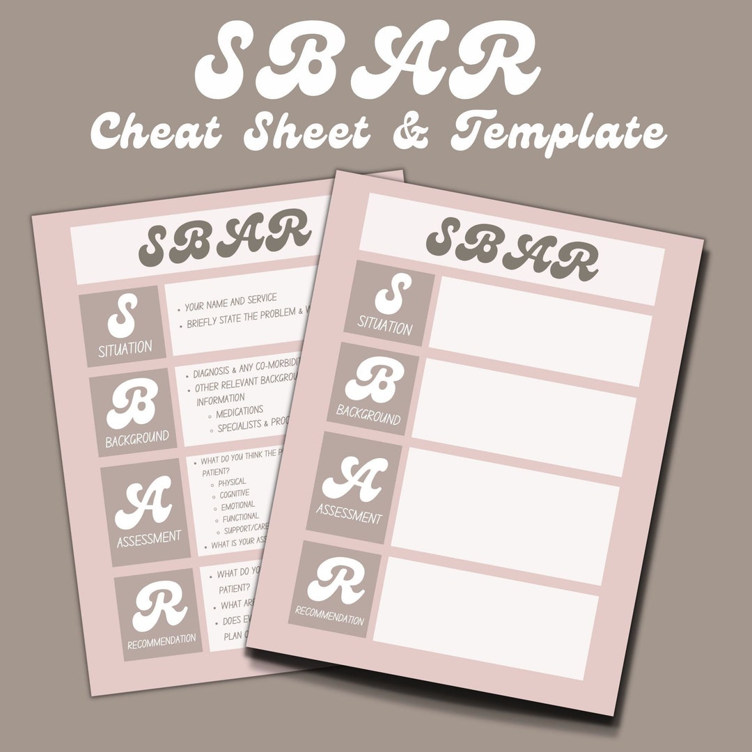 SBAR Cheat Sheet & Template - Etsy