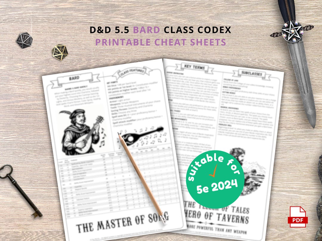Bard Class Cheat Sheet: Dnd 5e Reference Guide (2024 PDF Download) - Etsy
