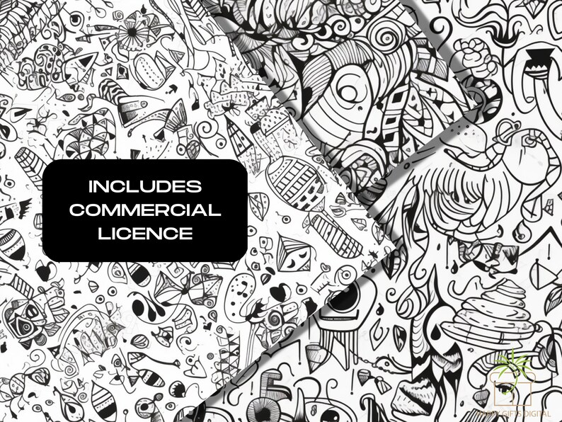Black and White Doodle Digital Paper, Seamless Pattern for Stunning ...