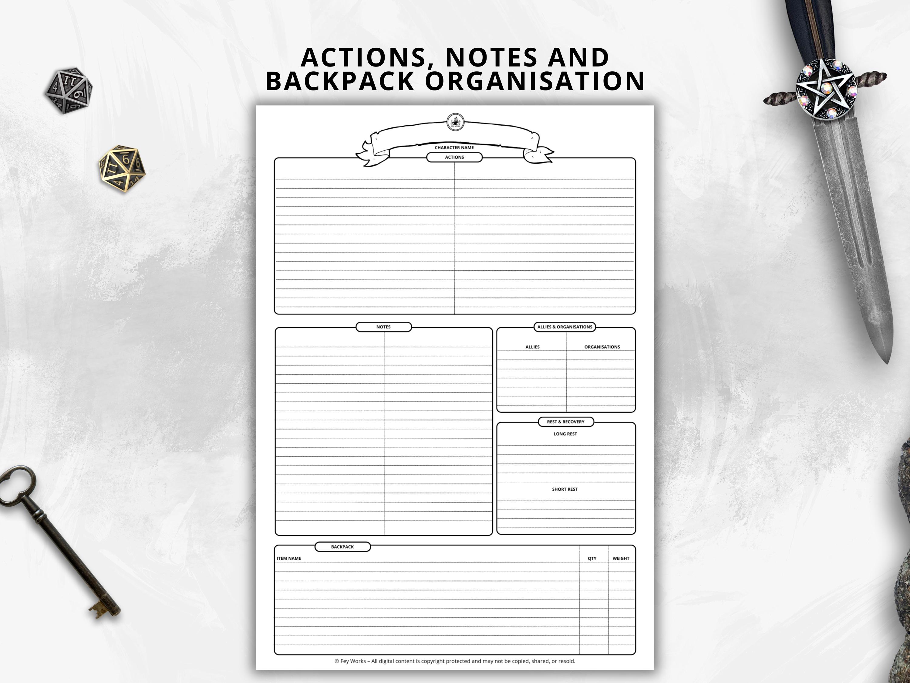Dnd 5e Character Sheet, Compatible With Fifth Edition Dungeons and ...