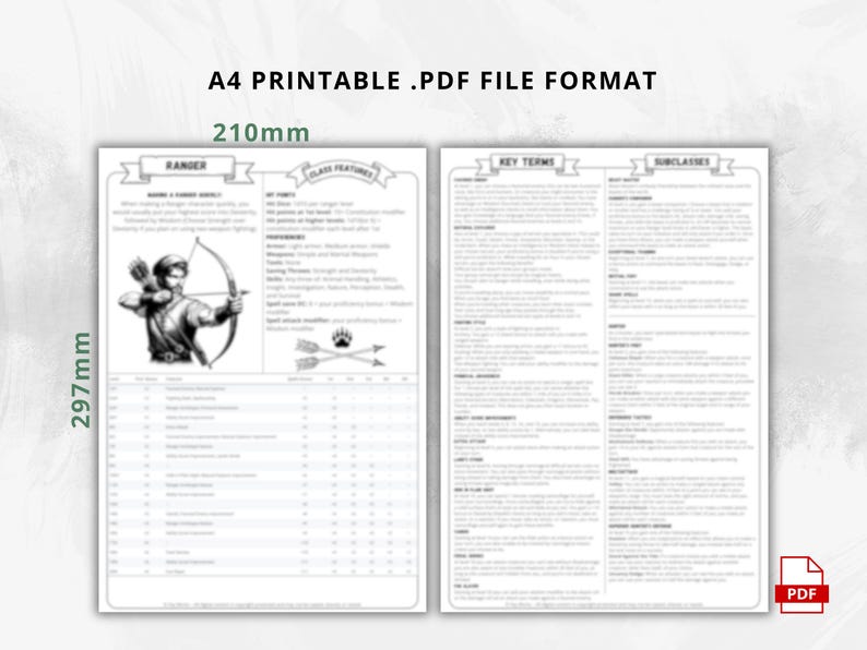 Dnd 5e Ranger Class Codex Printable | Ranger Cheat Sheet | Dnd Player ...