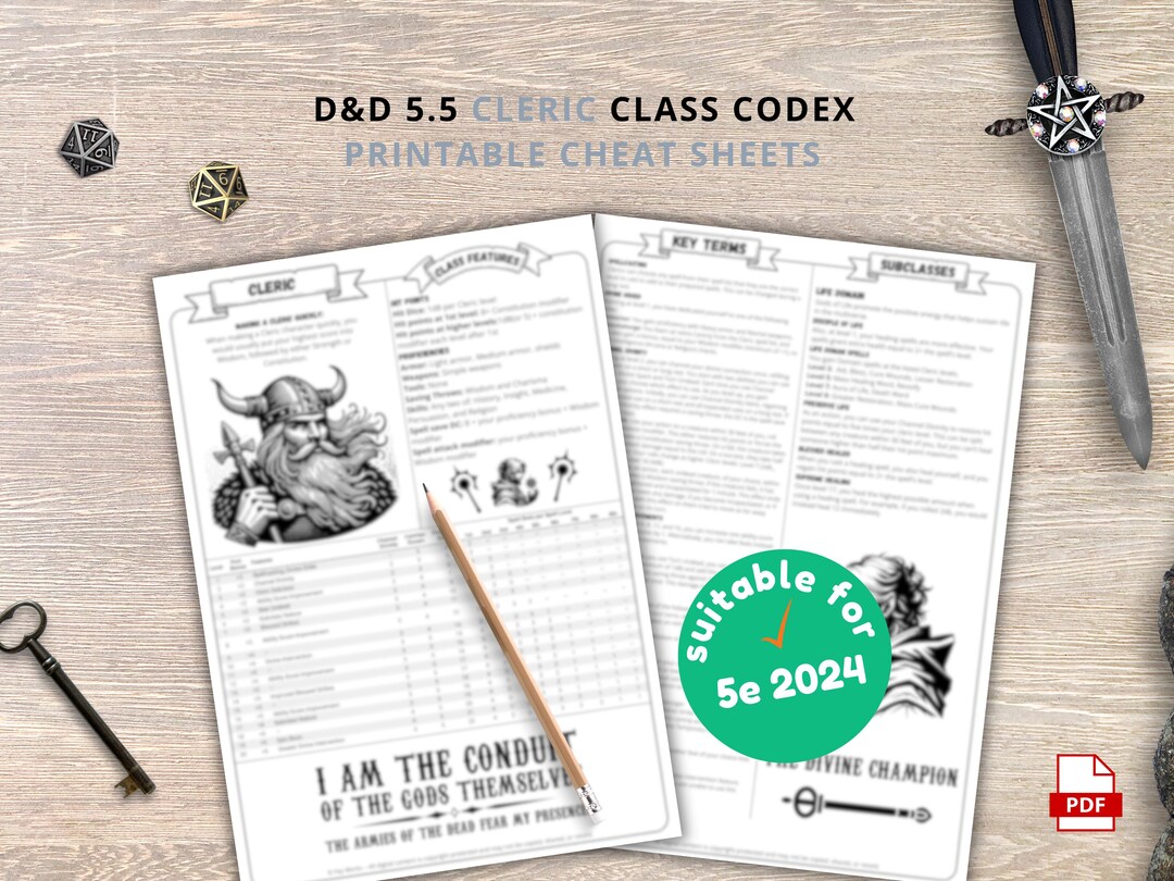 Cleric Cheat Sheet: Dnd 5.5 Reference Guide (2024) (PDF Download) - Etsy