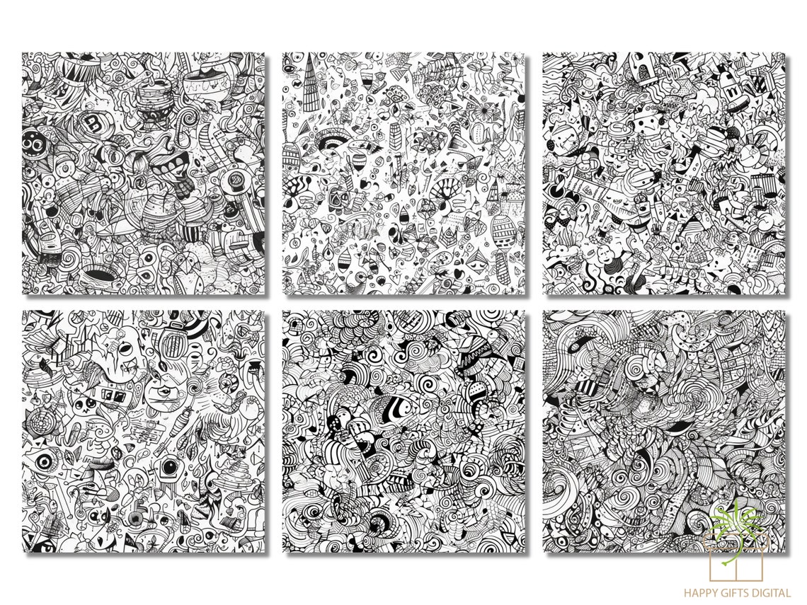 Black and White Doodle Digital Paper, Seamless Pattern for Stunning ...