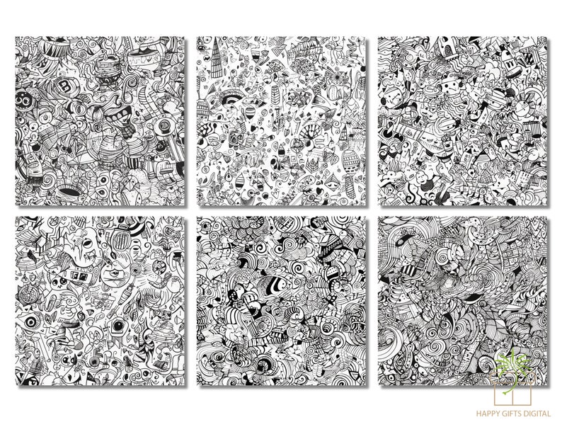 Black and White Doodle Digital Paper, Seamless Pattern for Stunning ...