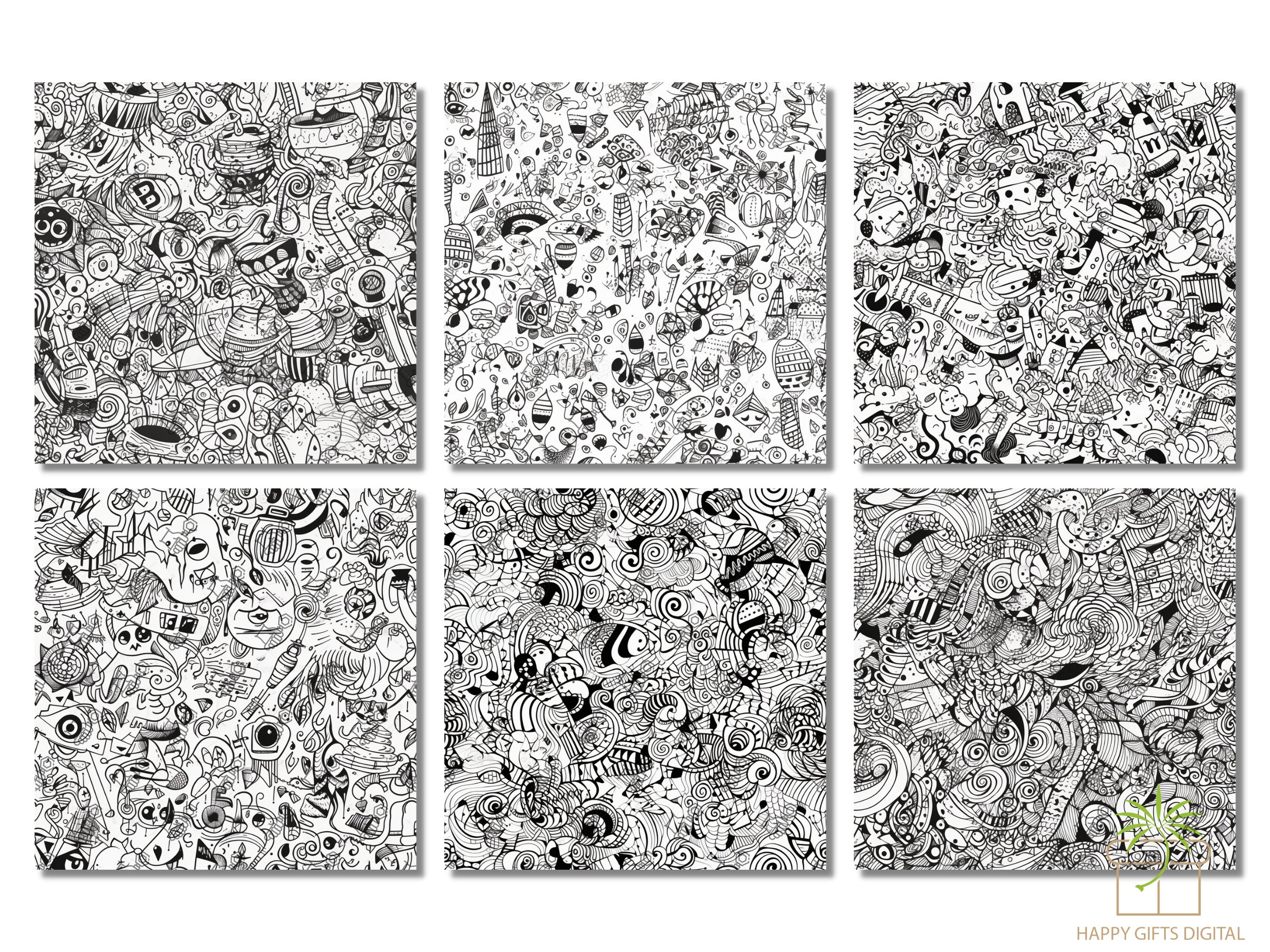 Black and White Doodle Digital Paper, Seamless Pattern for Stunning ...