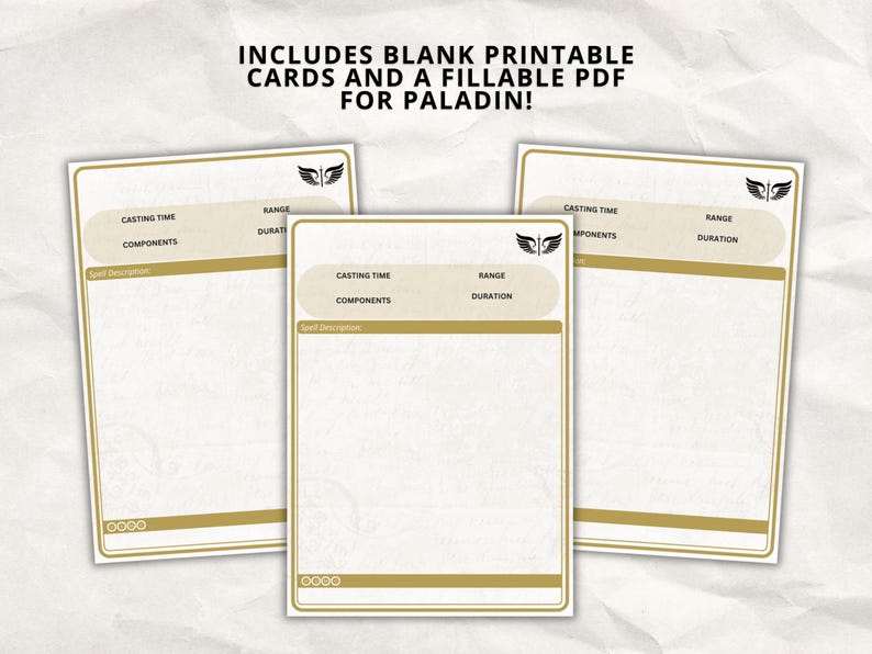 D&D Paladin Class Bundle: 5e and 5.5e Spell Cards, Character Sheet ...