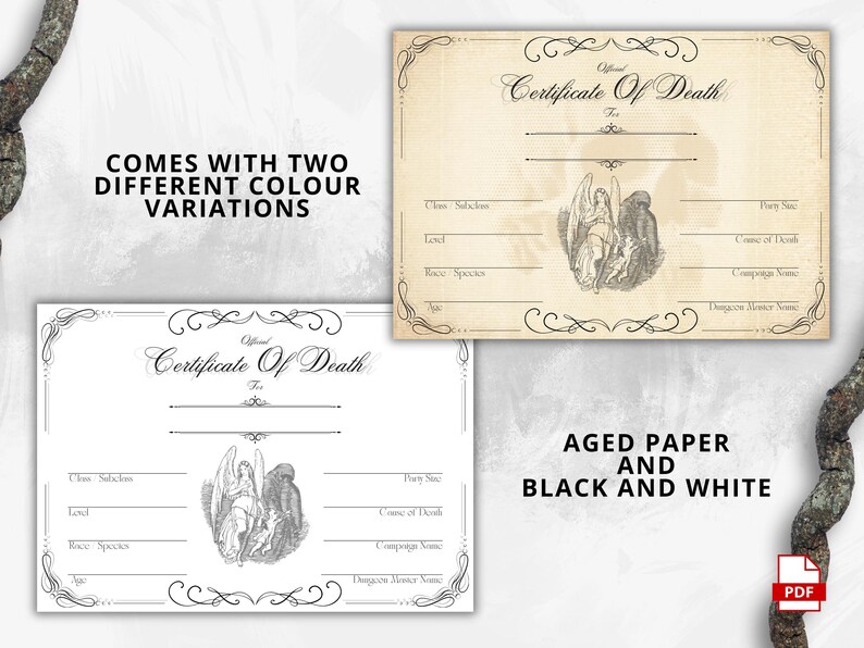 Dnd Death Certificate, Printable TTRPG Character Sheet (PDF) - Etsy
