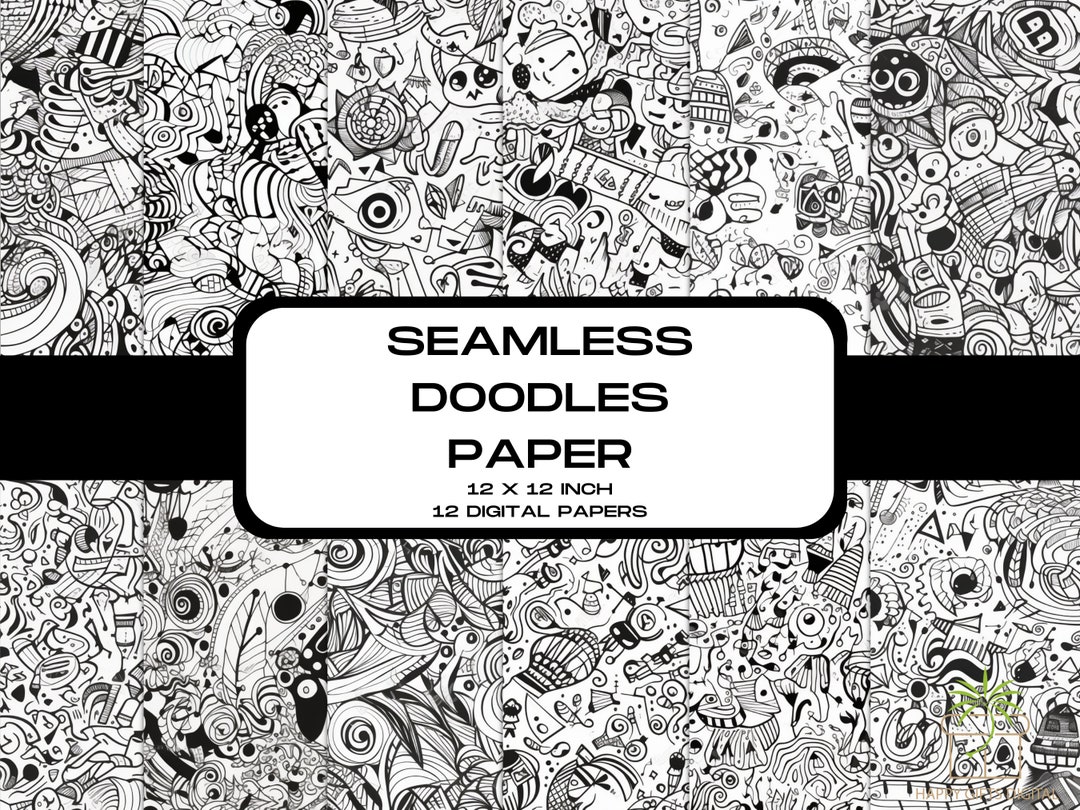Black and White Doodle Digital Paper, Seamless Pattern for Stunning ...