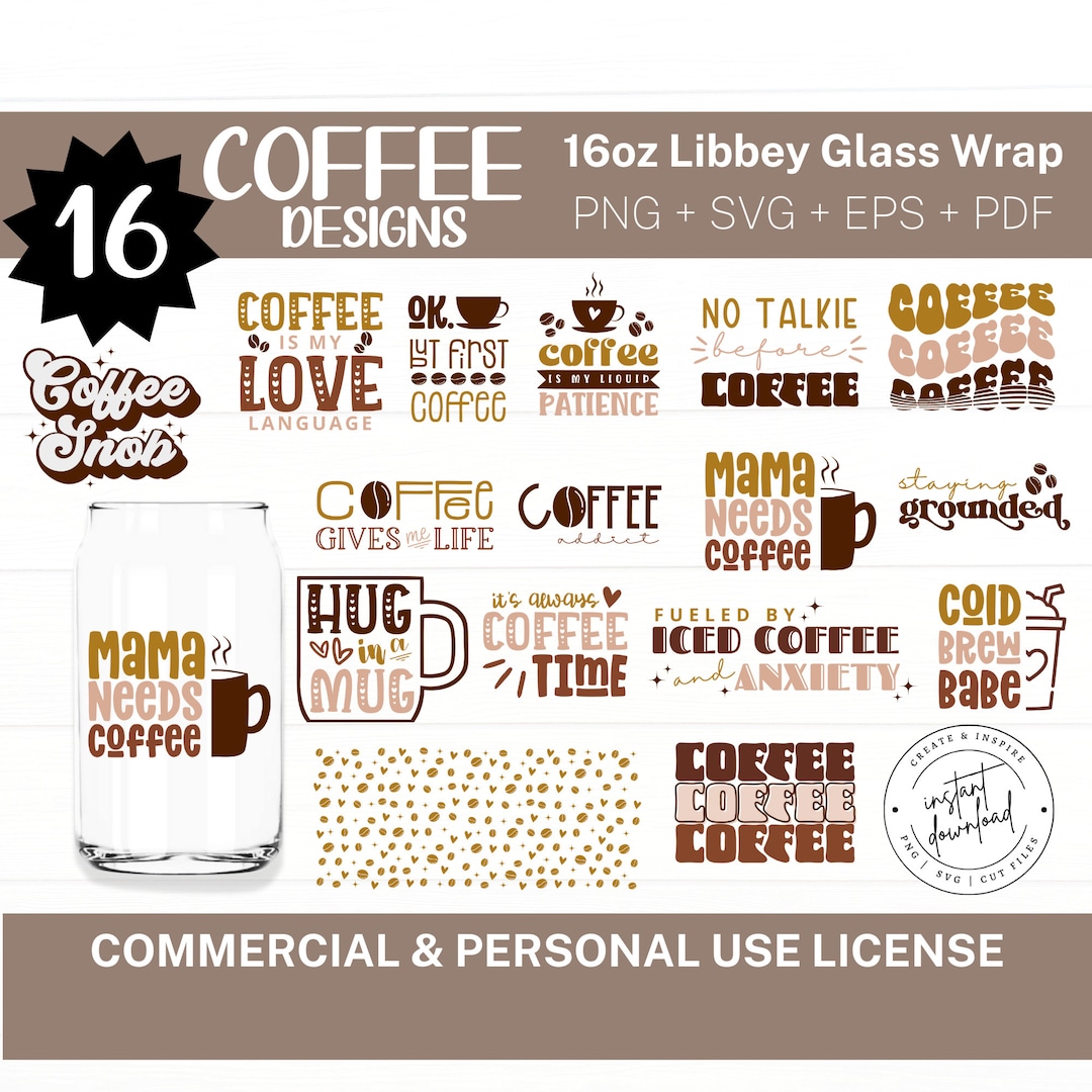 Retro Coffee Bundle SVG PNG EPS, Iced Coffee Svg, Coffee and Sarcasm ...