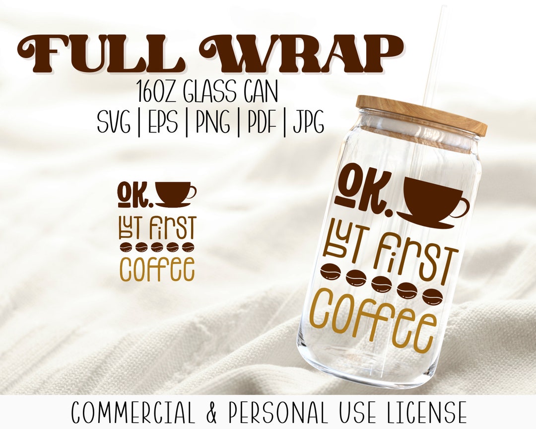 Iced Coffee 16oz Libbey Wrap, Libbey Glass Wrap SVG Sublimation Designs ...