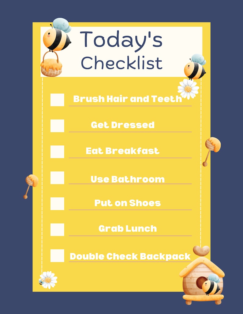 Back to School Morning Routine Checklist, Checklist for Kids, School ...