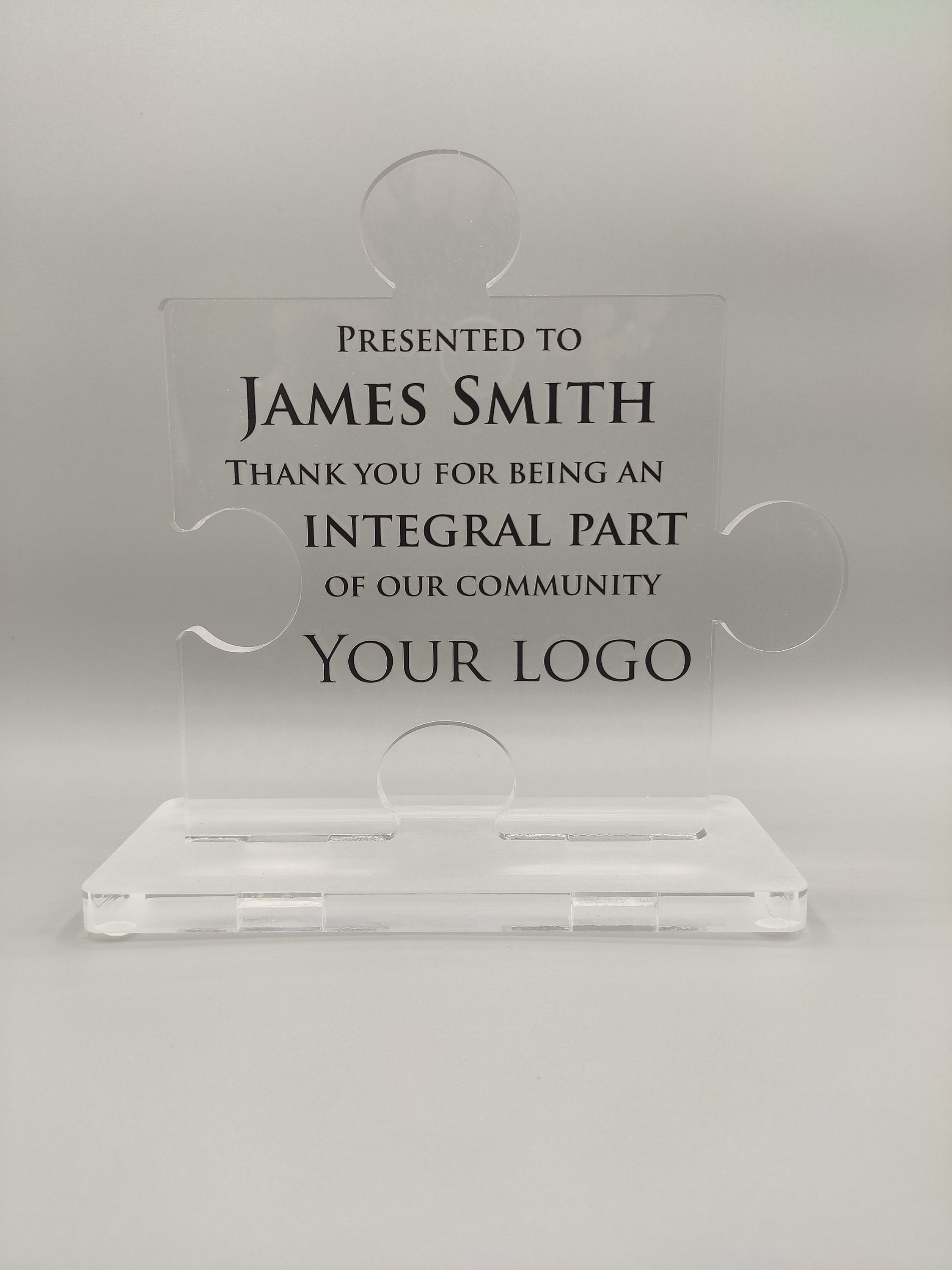 Personalized Acrylic Award – Puzzle Piece Shape – Perfect for ...