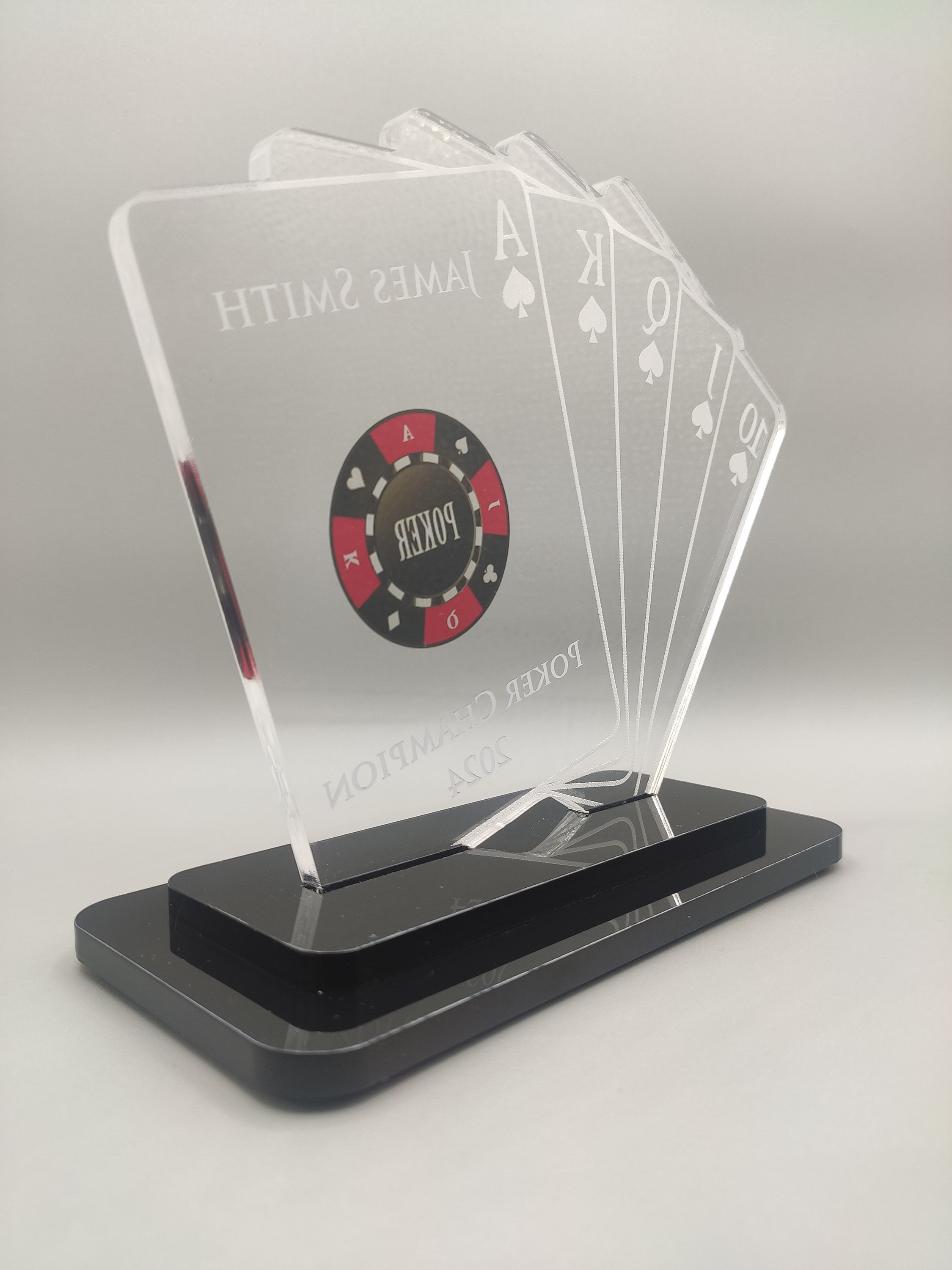 Personalized Lucite Poker Award - Acrylic Trophy for Poker, Casino ...